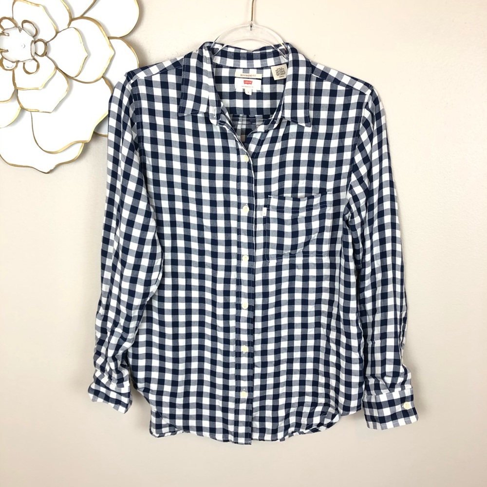 Levi’s Button Down Boyfriend Fit Blue & White - Gem